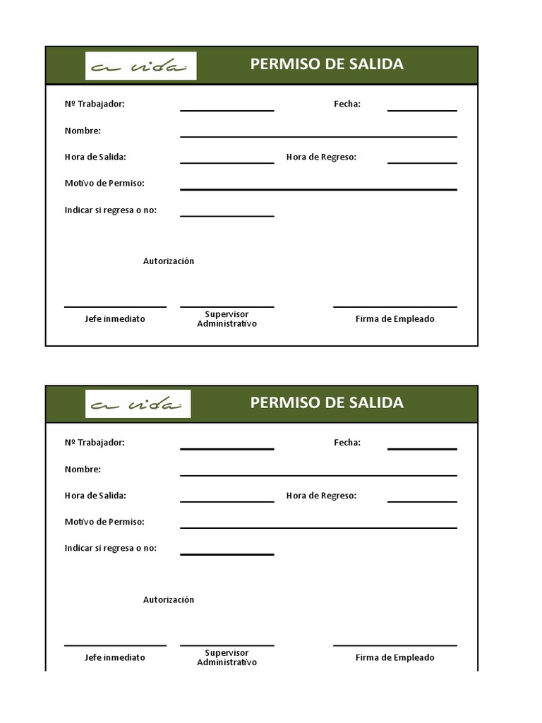Formato Permiso de Salida | PDF
