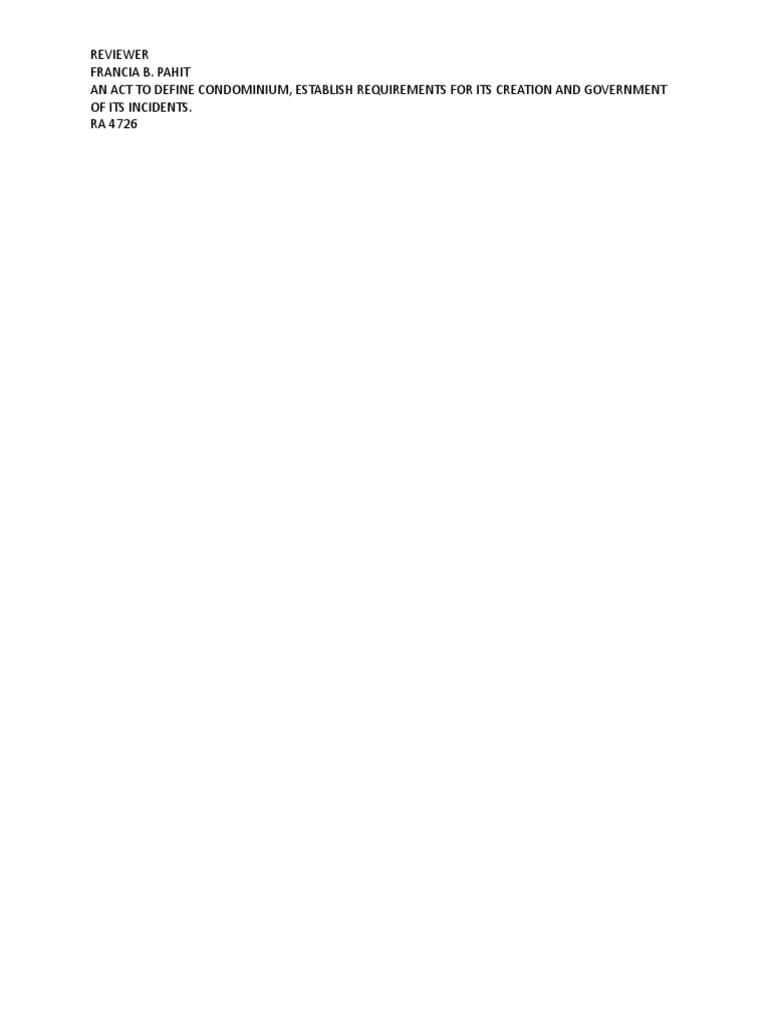 Condominium Act Reviewer | PDF | Law