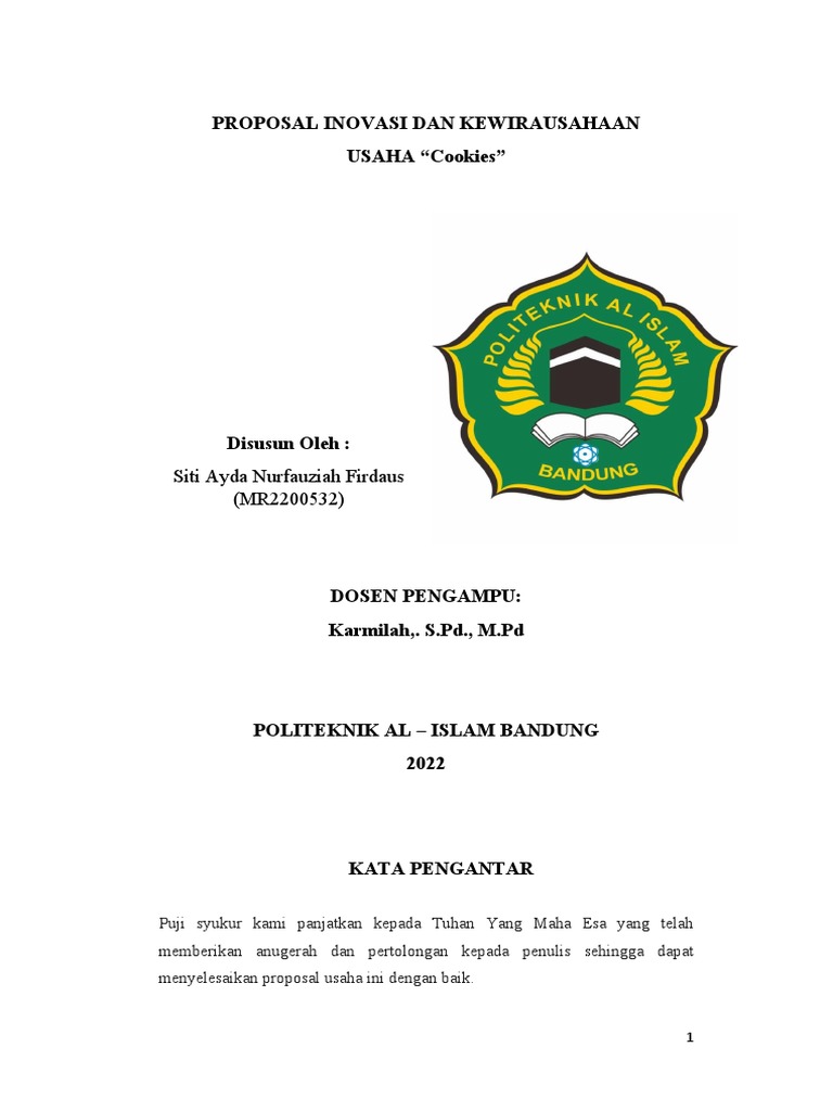 Proposal Usaha Cookies - Siti Ayda N.F | PDF