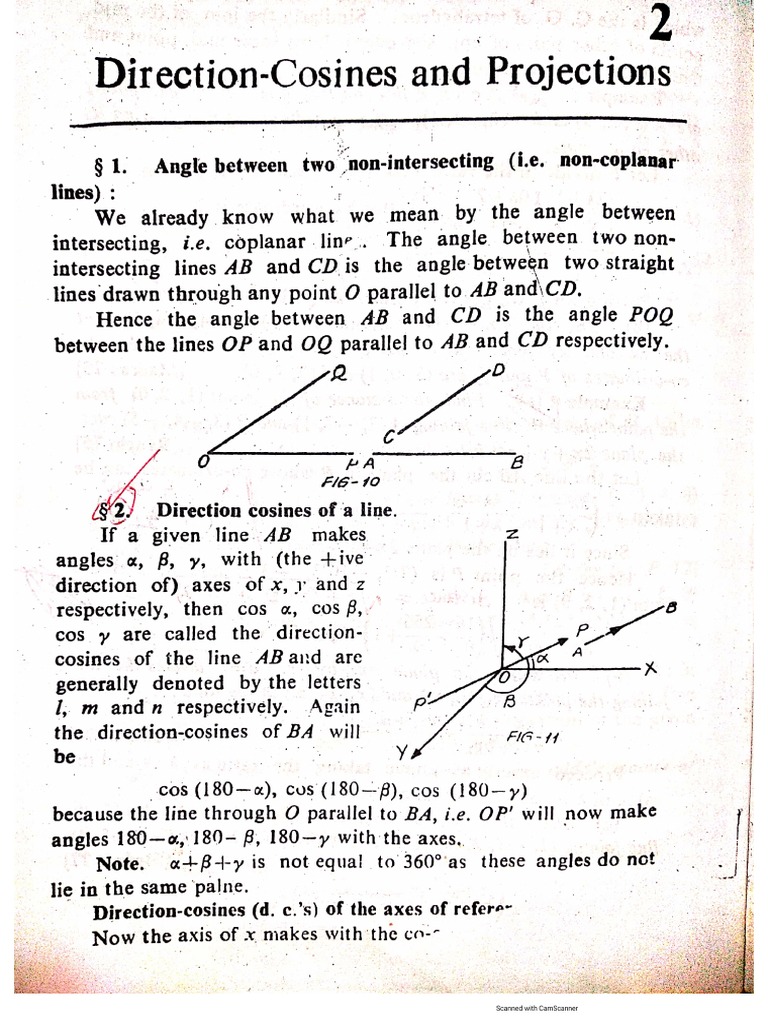 Final lecture 2- Chapter 2- Direction Cosines and Projection | PDF