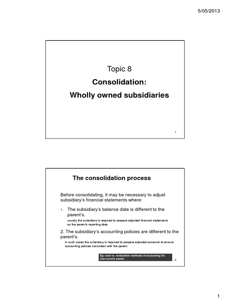 Topic 8 Wholly Owned Subsidiaries | PDF | Consolidation (Business ...