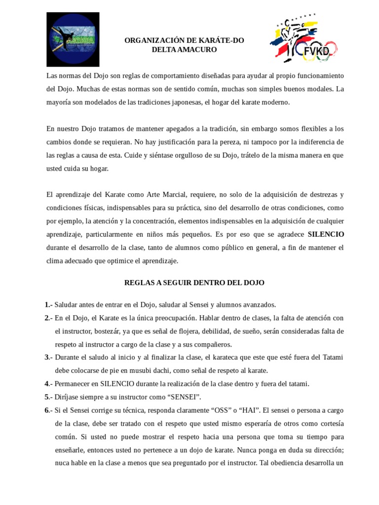 Normas Del Dojo | PDF | Kárate