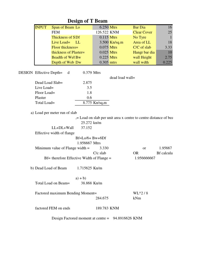 T Beam Design and Reinforcement Details | PDF | Beam (Structure ...