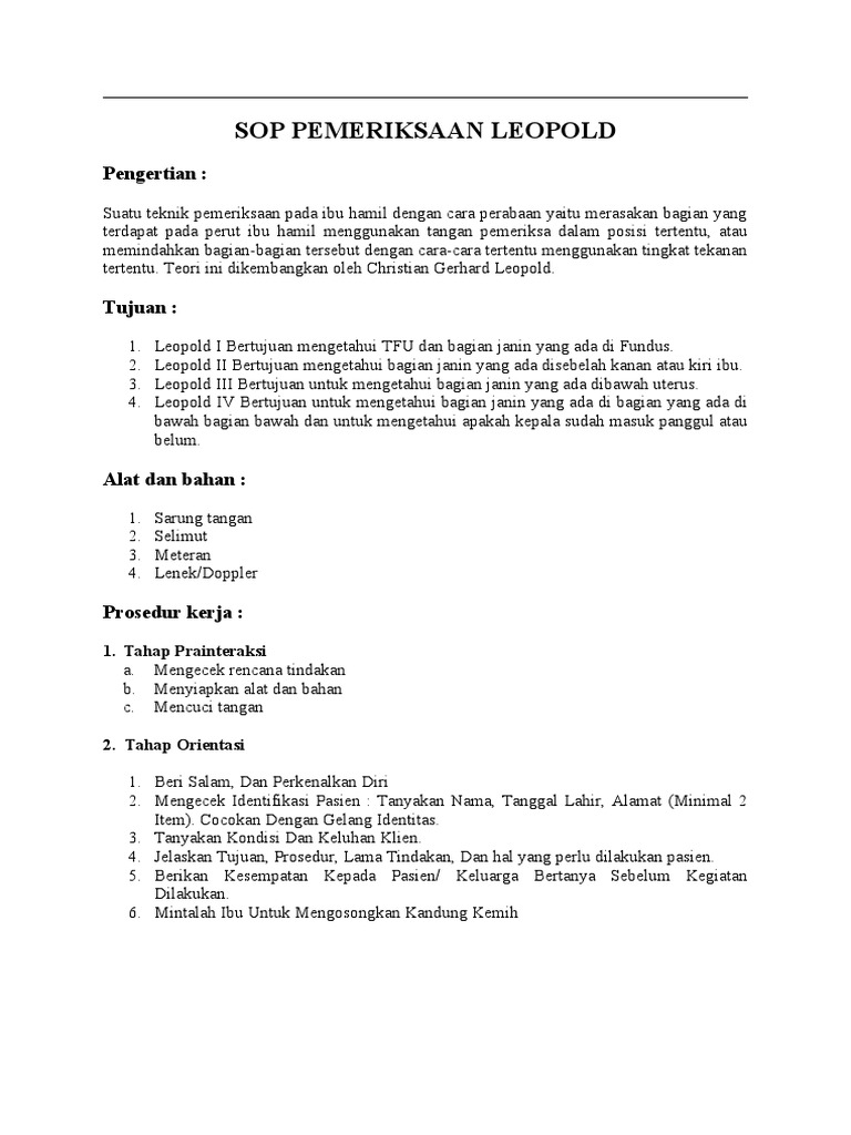 SOP Pemeriksaan Leopold pada Ibu Hamil | PDF | Sains & Matematika