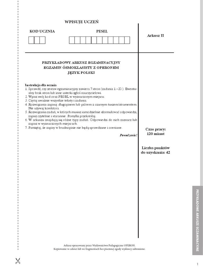 Arkusz Egzaminacyjny | PDF