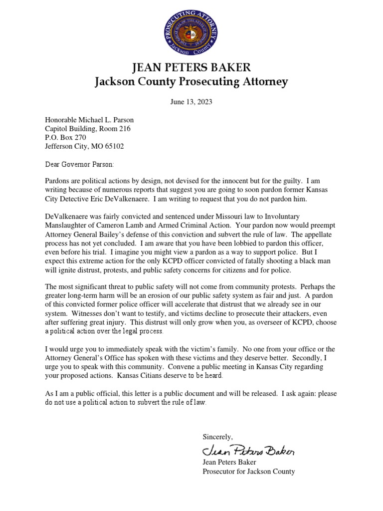 Letter From Jackson County Prosecutor | PDF