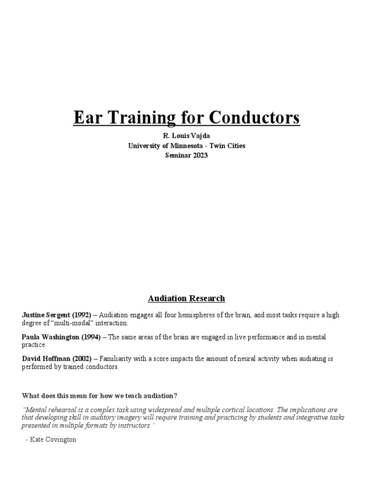 Ear Training For Conductors Presentation Handout Seminar 2023 | PDF