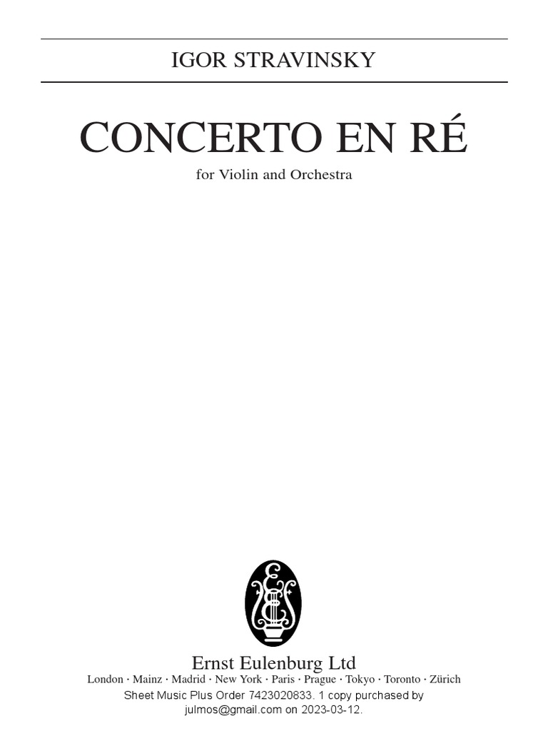 Stravinsky ConciertoViolinRe Fullscore | PDF | Musical Compositions | Compositions
