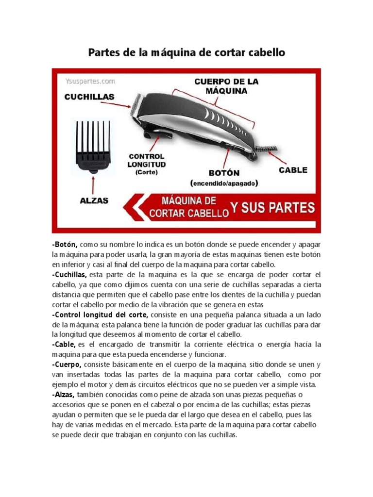 Partes de la máquina de cortar cabello | PDF | Pelo | Afeitado