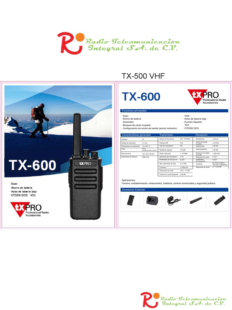 Radio TX-600: Características y Especificaciones | PDF | Tecnología de ...