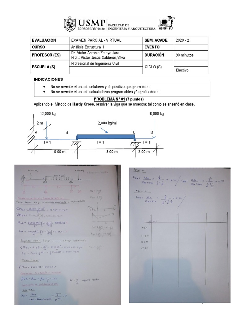 Ccorahua Zurita Fiorela-Examen Parcial-Analisis Estructural 2 | PDF