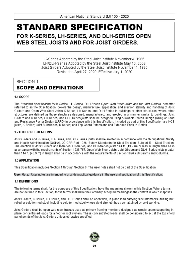 StandardSpecs K LH DLH-Series 0820 | PDF | Structural Engineering ...
