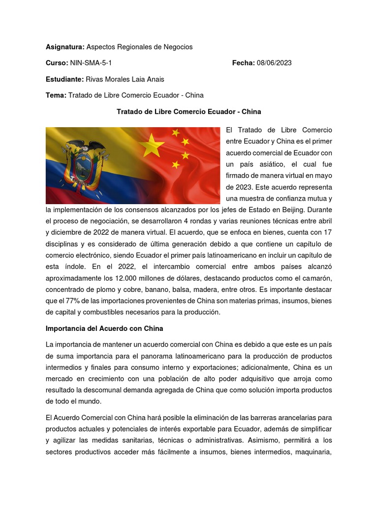 TLC Ecuador - China - Rivas Morales | PDF