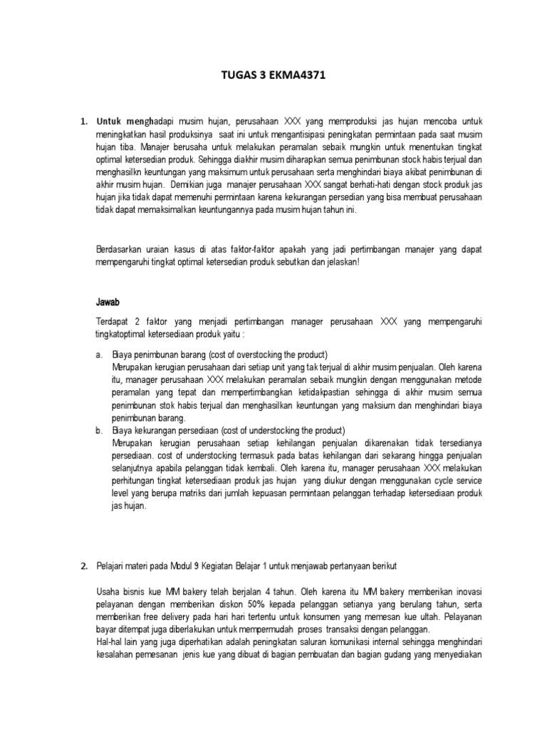 Tugas 3 Manajemen Rantai Pasokan | PDF