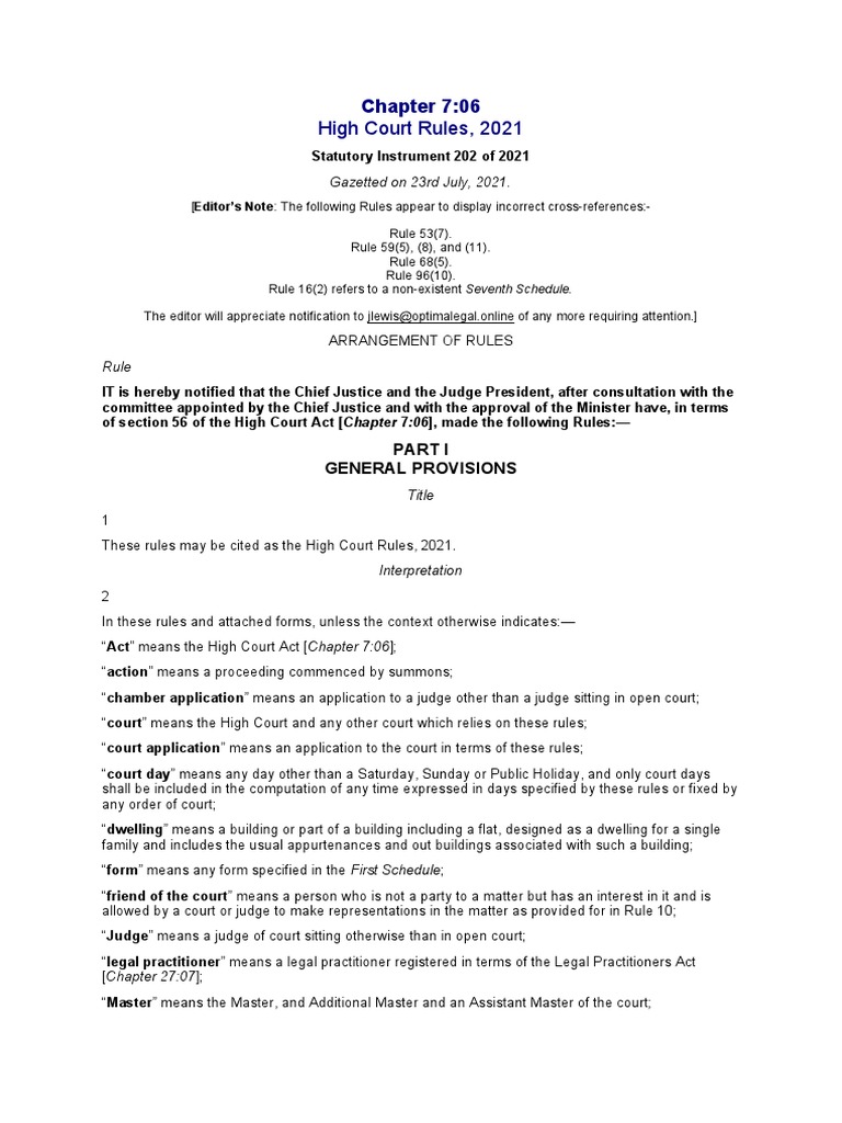 High Court Rules 2021 | PDF | Legal Procedure | Government Institutions High Court Rules 2021 | PDF | Legal Procedure | Government Institutions
