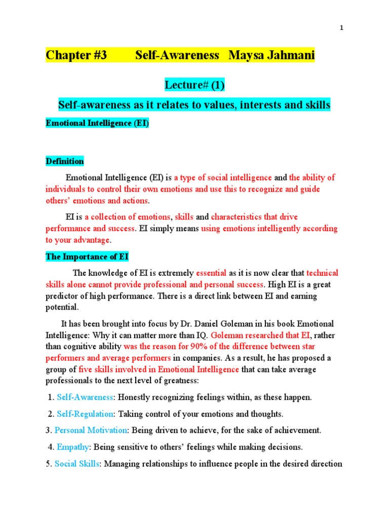 Module#3 Self-Awareness Lecture #1 | PDF | Self Awareness | Emotional Intelligence