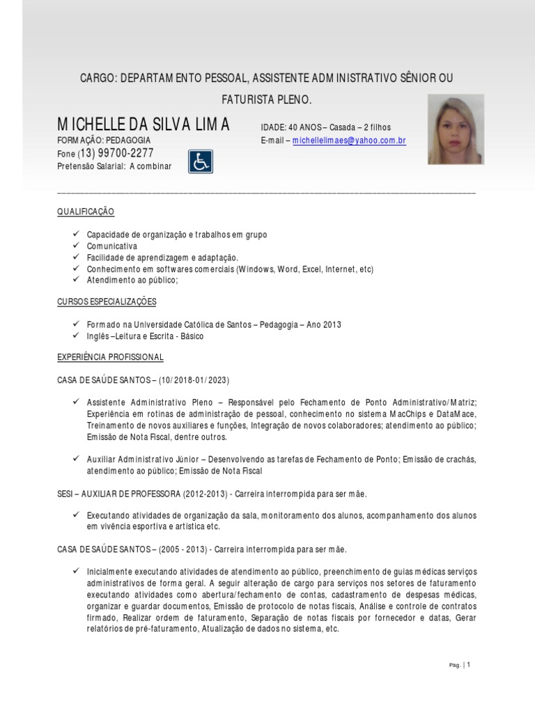 CV - Michelle Da Silva Lima 2022 | PDF CV - Michelle Da Silva Lima 2022 | PDF
