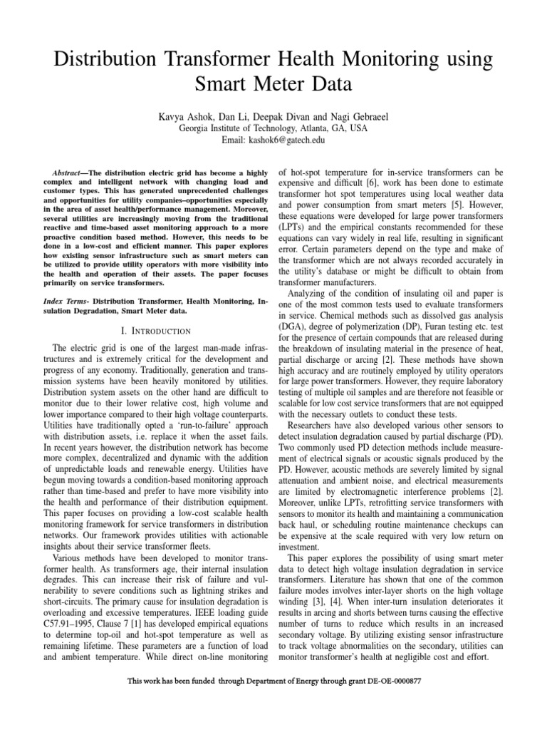 LV Transformer Health Monitoring Using AMI Data | PDF | Transformer | Errors And Residuals