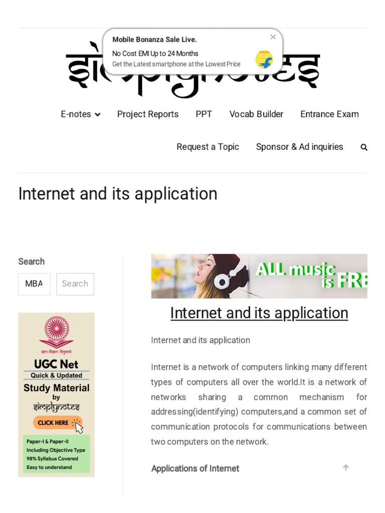 Internet and Its Application | PDF | Internet | World Wide Web