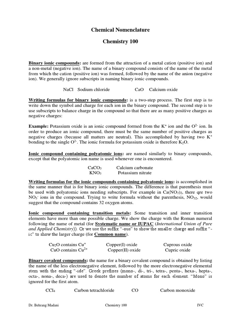 Problem Set 3 Nomenclature | PDF | Ion | Chemical Compounds