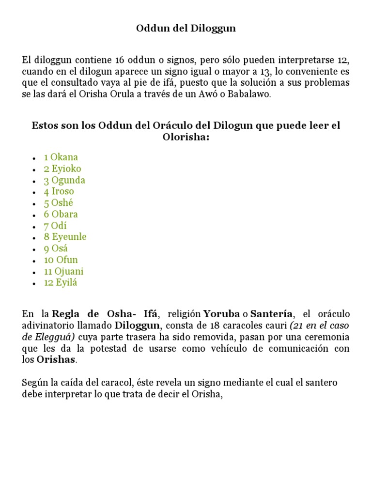 Oddun Del Diloggun | PDF | Religión étnica | Santeria