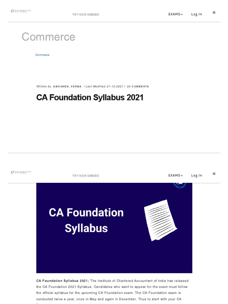 CA Foundation Syllabus 2021 | PDF