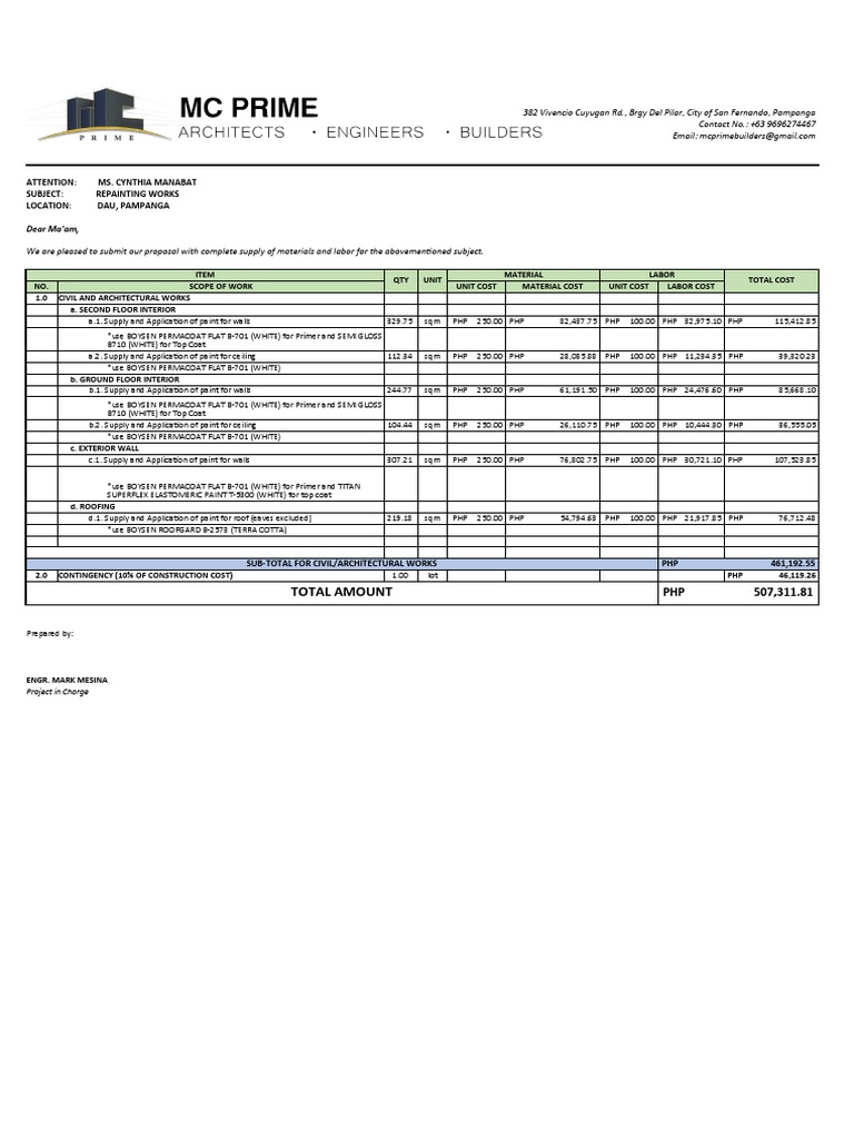 Bill of Quantities | PDF