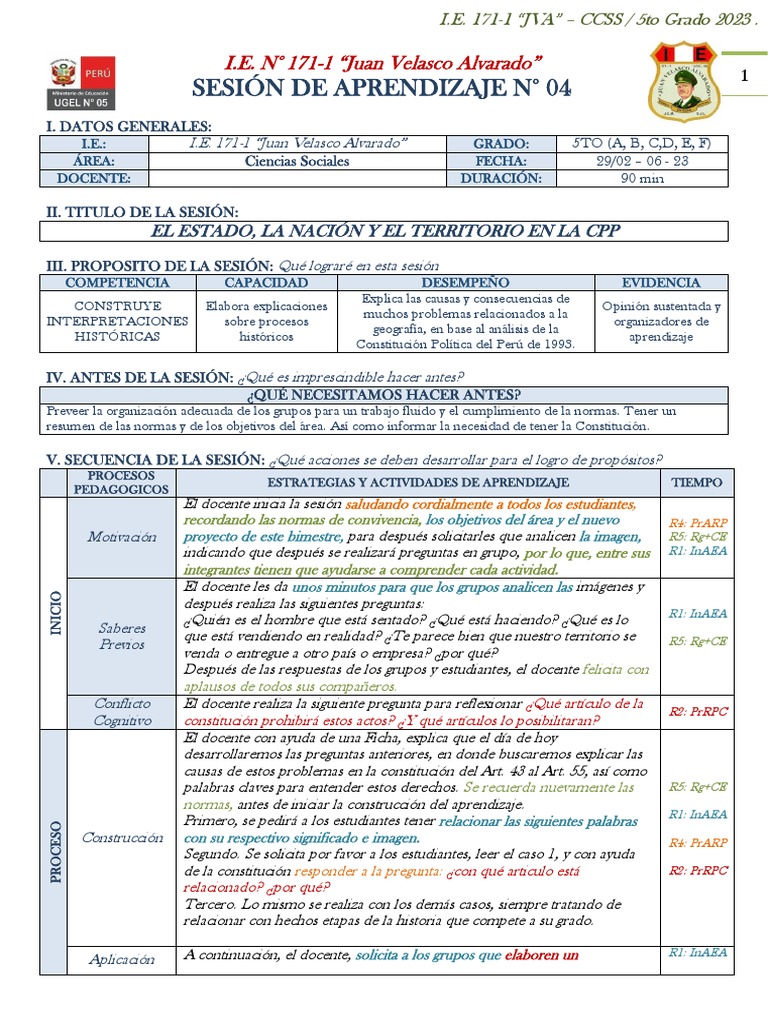 4 5to El Estado, Nación y Territorio en La CPP | PDF | Rúbrica ...