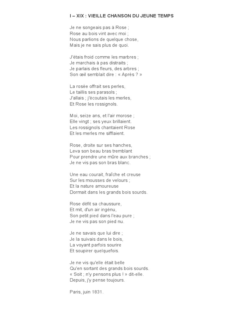 Vieille Chanson Du Jeune Temps | PDF