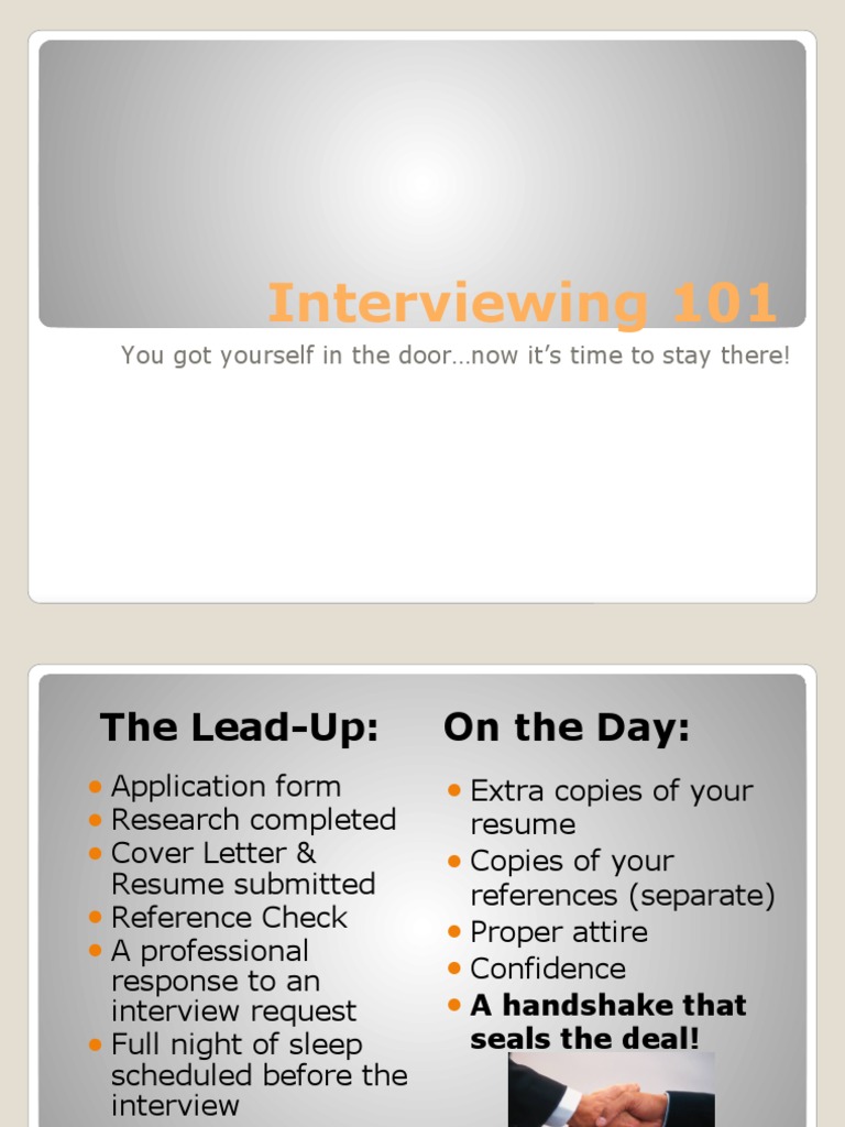 Interviewing 101 | PDF | Nonverbal Communication | Human Communication