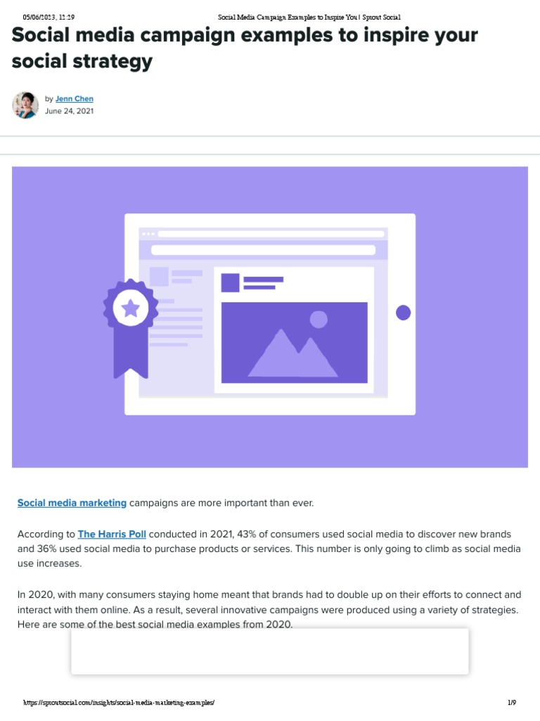 Social Media Campaign Examples To Inspire You - Sprout Social | PDF ...