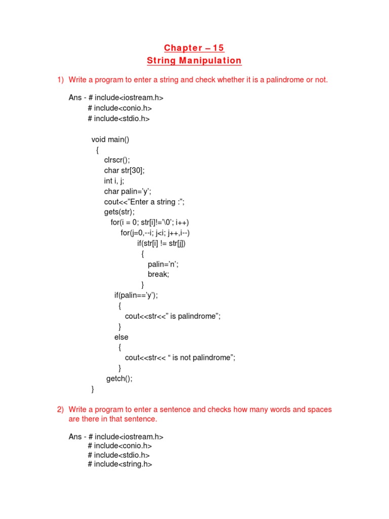String (Programs) | PDF | C++ | Computer Programming String (Programs) | PDF | C++ | Computer Programming