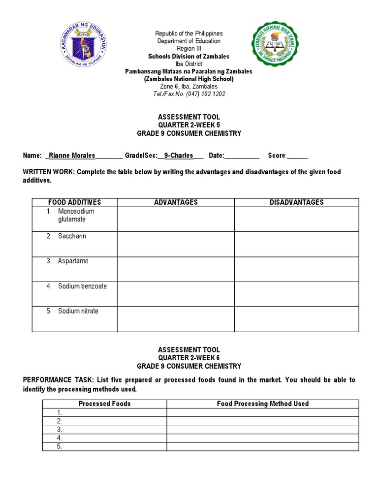 Assessment Tool-ConChem-Q2-Week 5&6 | PDF