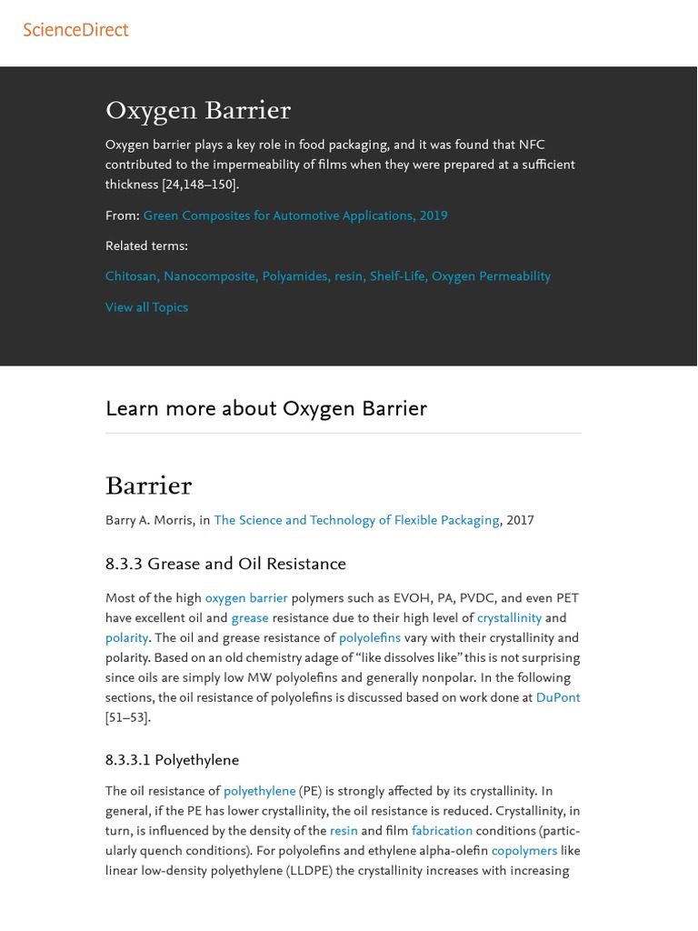 Oxygen Barrier | PDF | Polyethylene | Polymers