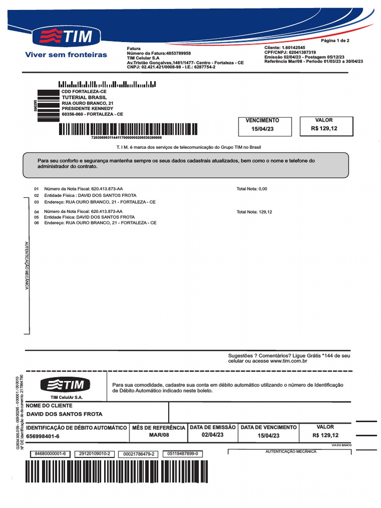 Fatura Tim Versão 2 | PDF