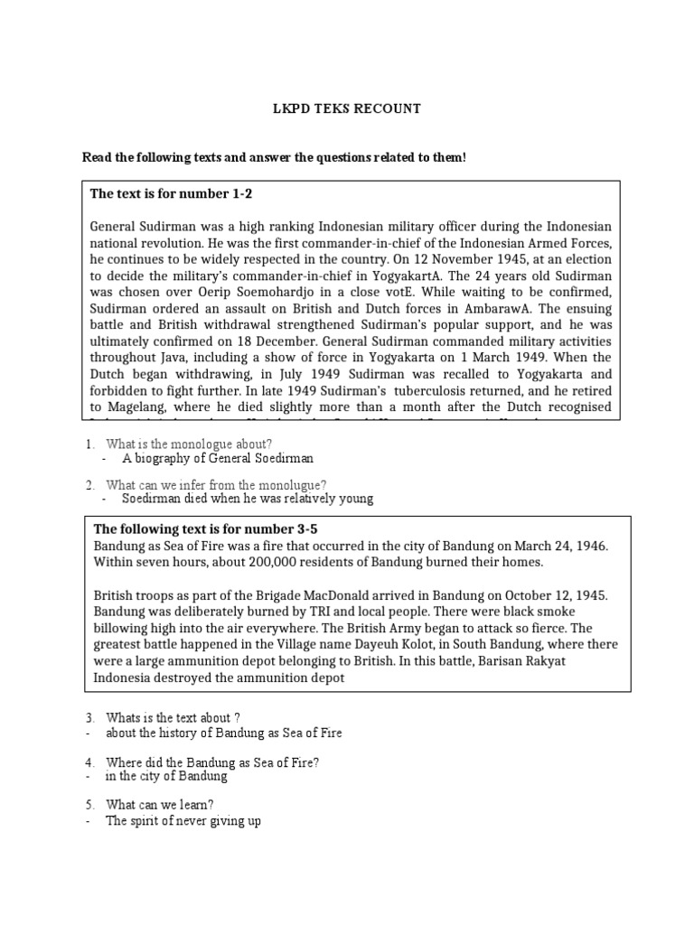LKPD TEKS RECOUNT | PDF