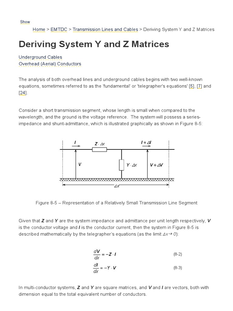 Pscad - Manual - Z and Y | PDF | Transmission Line | Electrical ...