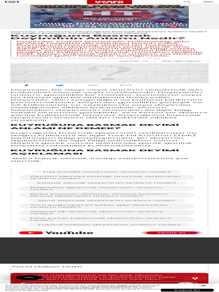 Kuyruğuna Basmak Deyiminin Anlamı Nedir - Habertürk | PDF