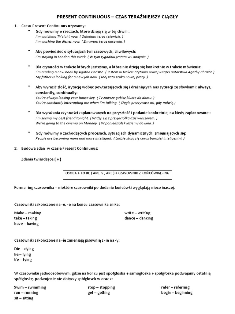 Present Continuous | PDF