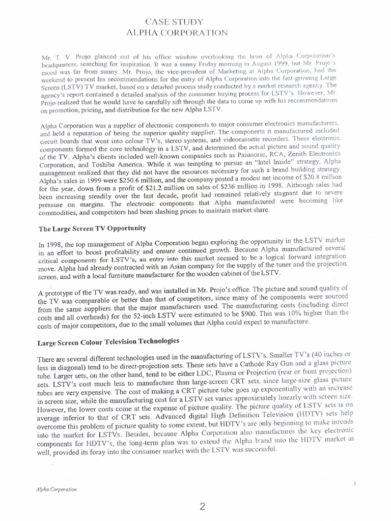 Alpha Corporation Case Study | PDF