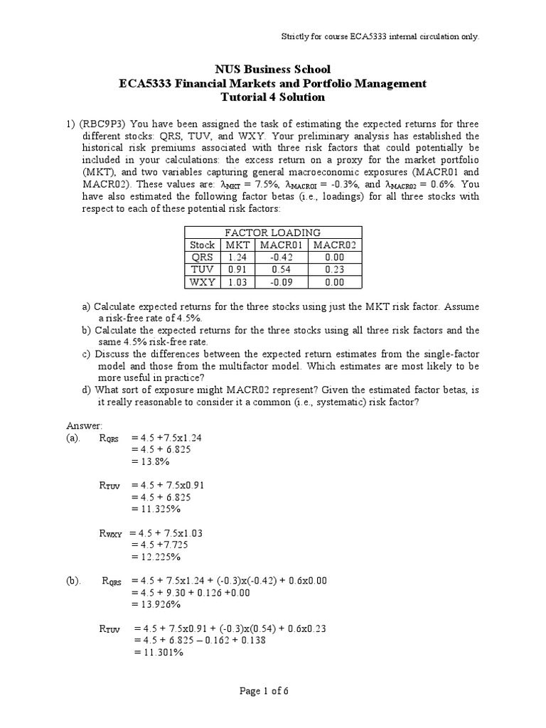 Tut 04 Soln | PDF | Investing | Behavioral Economics