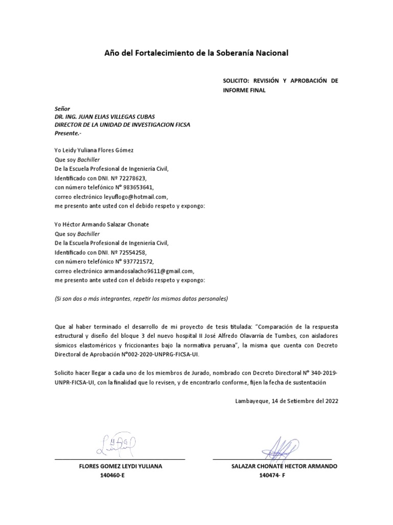 Solicitud de Revisión de Informe - Final | PDF