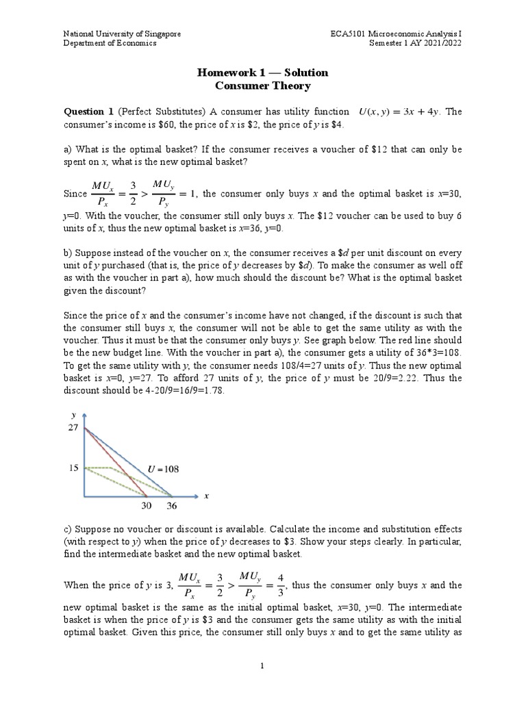 Homework 1 Solution | PDF | Demand | Utility