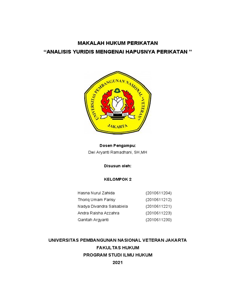 Makalah Analisis Yuridis Mengenai Hapusnya Perikatan | PDF