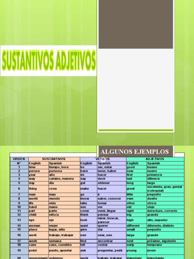 Sustantivos Adjetivos | PDF