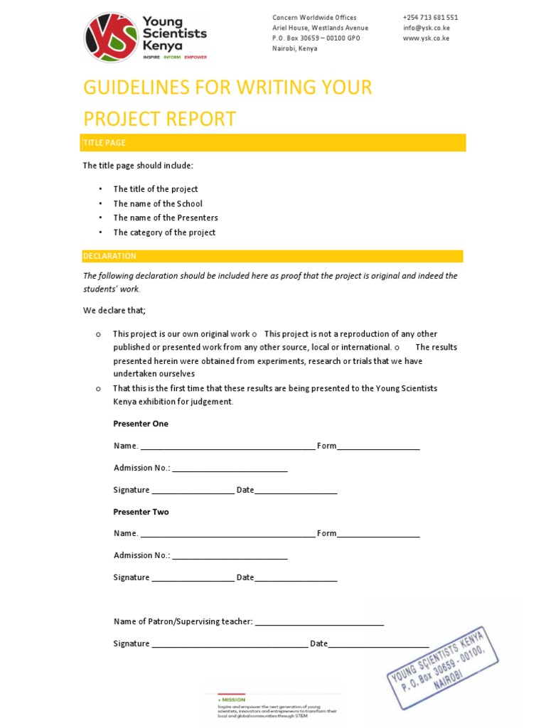 Ysk 2023 Guidelines For Writing Project Report | PDF | Science | Cognition
