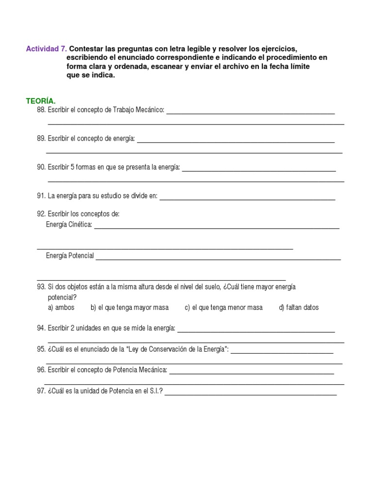ACTIV. 7. TRABAJO, ENERGÍA Y POTENCIA | PDF