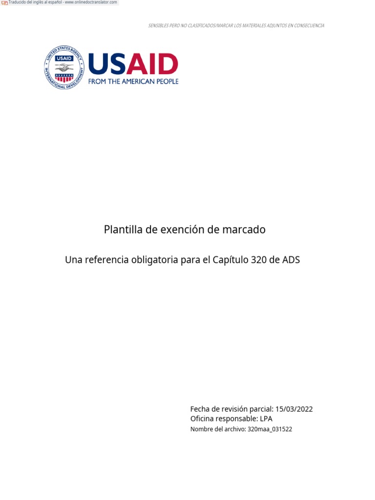 Waiver Template ADS 320 Espanol | PDF | Gobierno