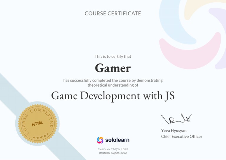Game Development Certificate | PDF