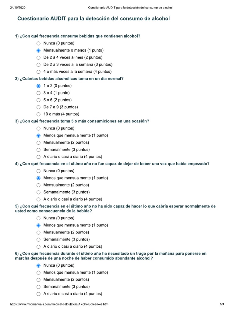 Test Alcohol AUDIT - RDC | PDF